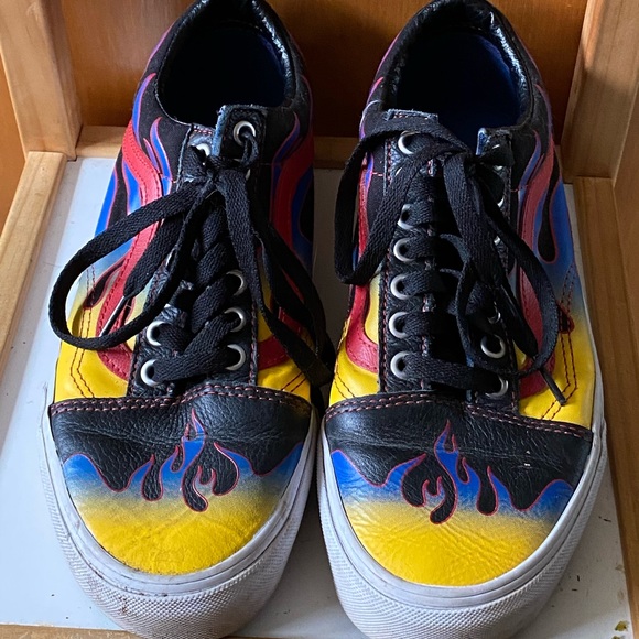 Vans | Shoes | Vans Colorful Flame Design Size 8 Mens95 Women | Poshmark